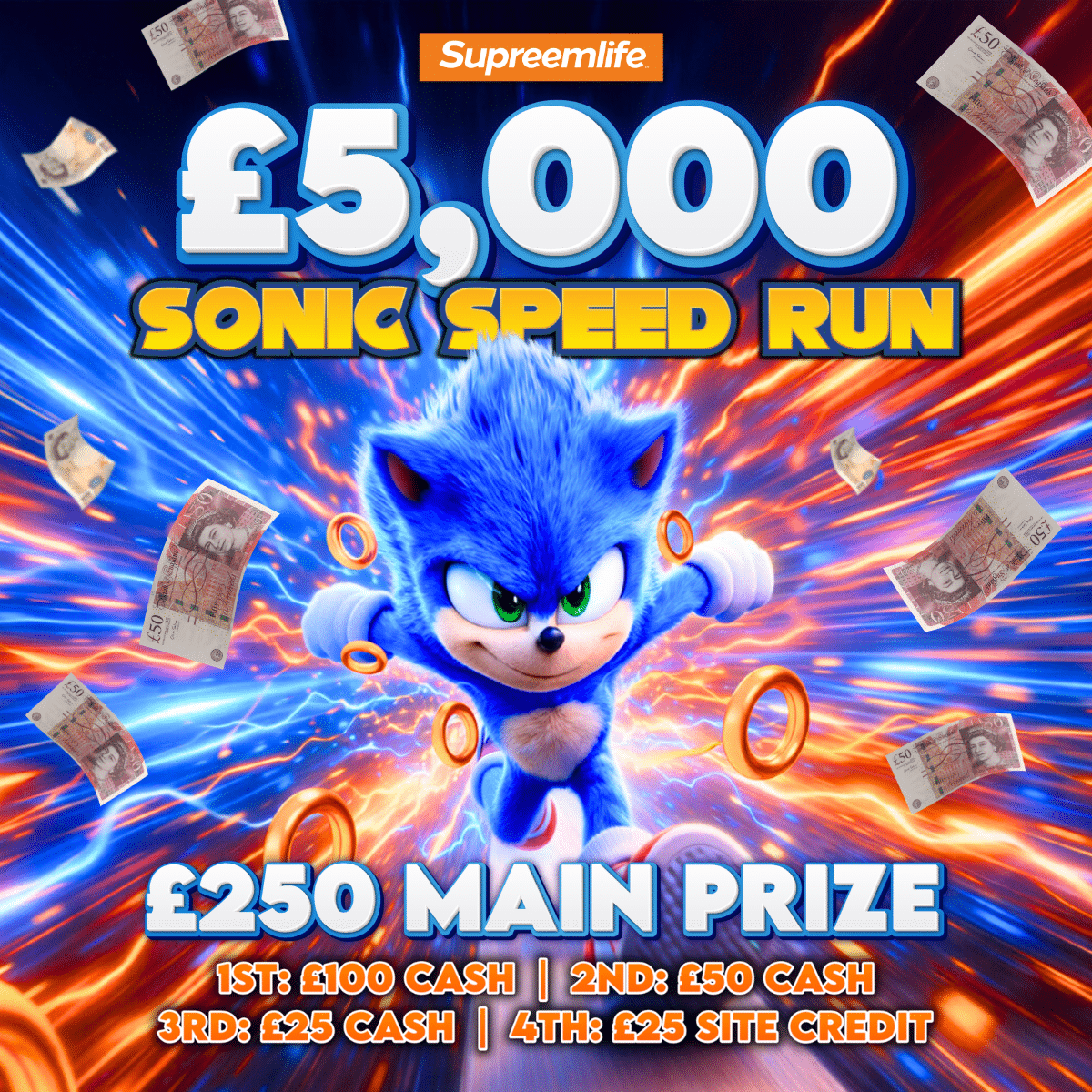 £5,000 Sonic Speed Run Leaderboard Challenge - Supreemlife Competitions